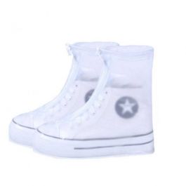 รองเท้ากันฝนแฟชั่น rain cover shoes เป็นซิปถอดใส่ง่าย - สีขาวใส