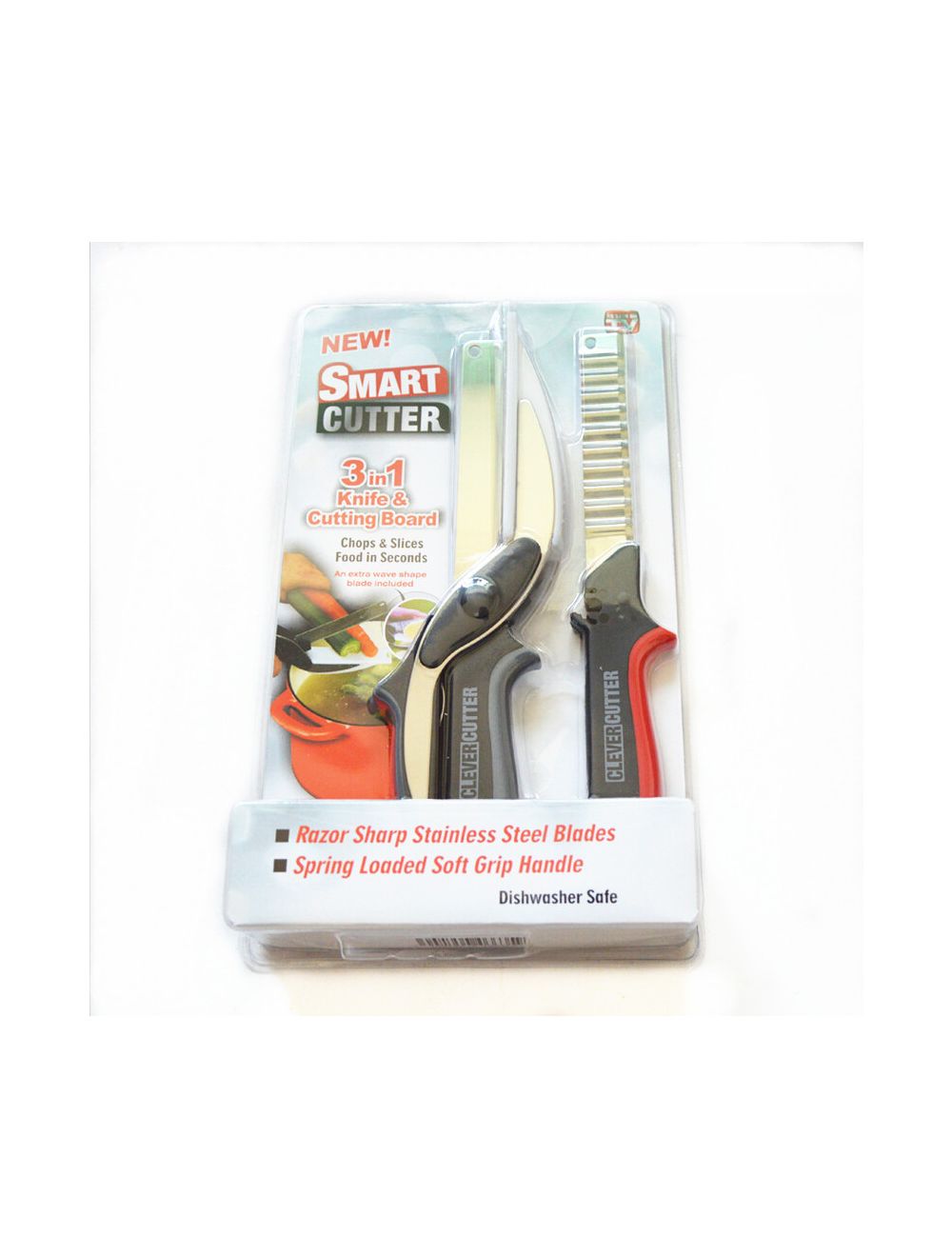 มีดพร้อมเขียง Smart Cutter แบบ 3 in 1 พร้อมฐานสำหรับ หั่นผลไม้